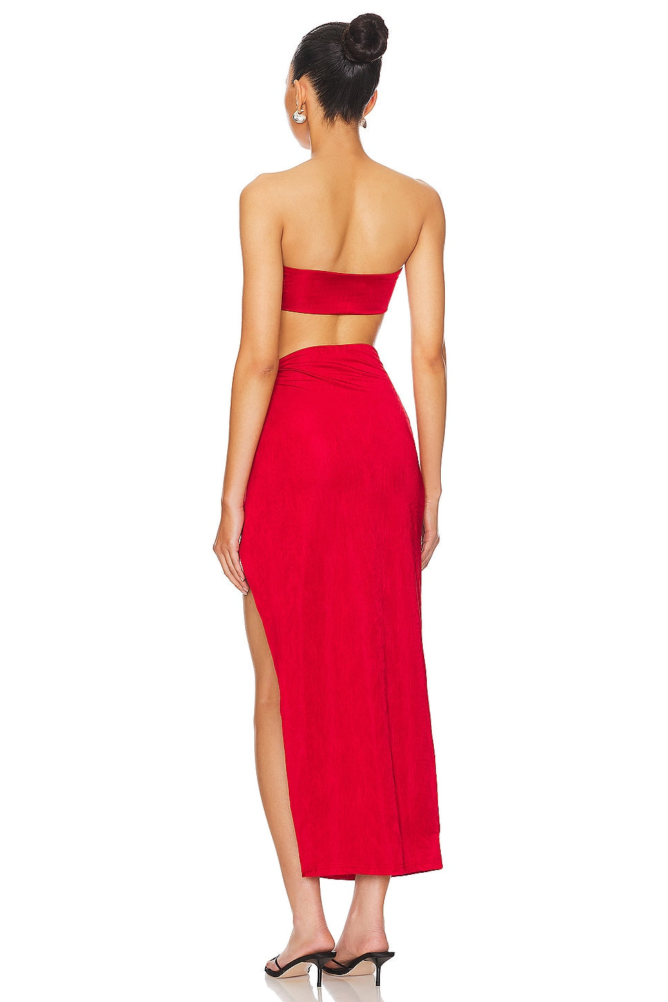 Tiana Midi Dress in Jersey Fabric with Side Slit and Hidden Zipper ...