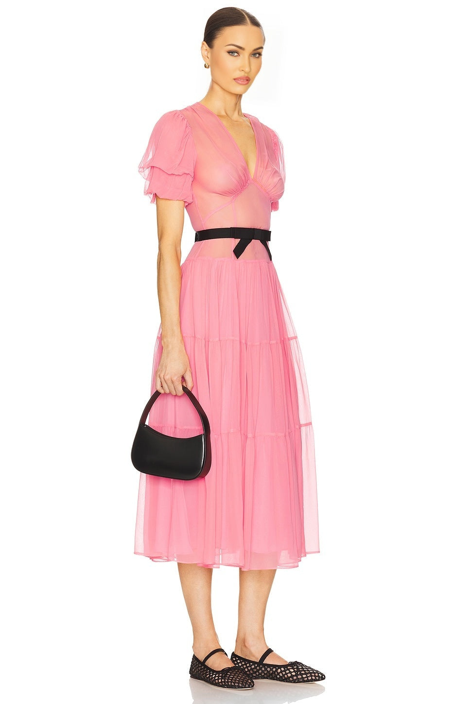 Sara Midi Dress with Silk Self & Chiffon Fabric | Shop Now ...