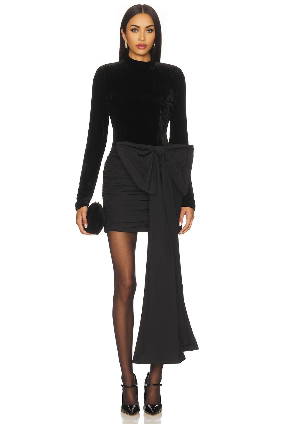 Ivana Mini Dress with Velvet Upper and Ruched Ripstop Skirt | Shop Now ...