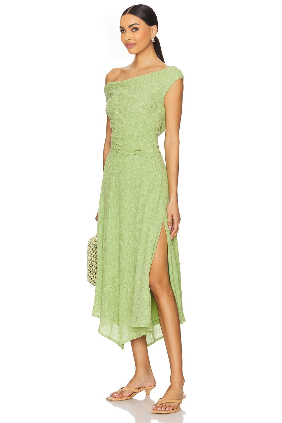 Autumn Midi Dress One Shoulder Styling Side Slit Pull-On Fully Lined ...