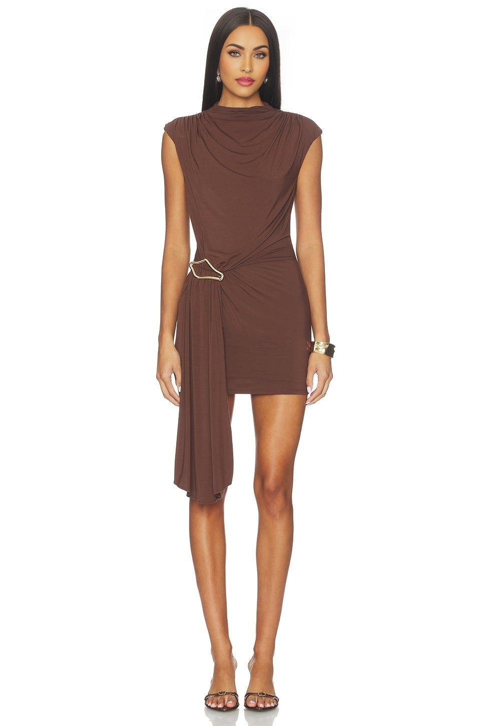 Celeste Mini Dress Slip-On Styling Two-Tone Metal Side Partially Lined ...