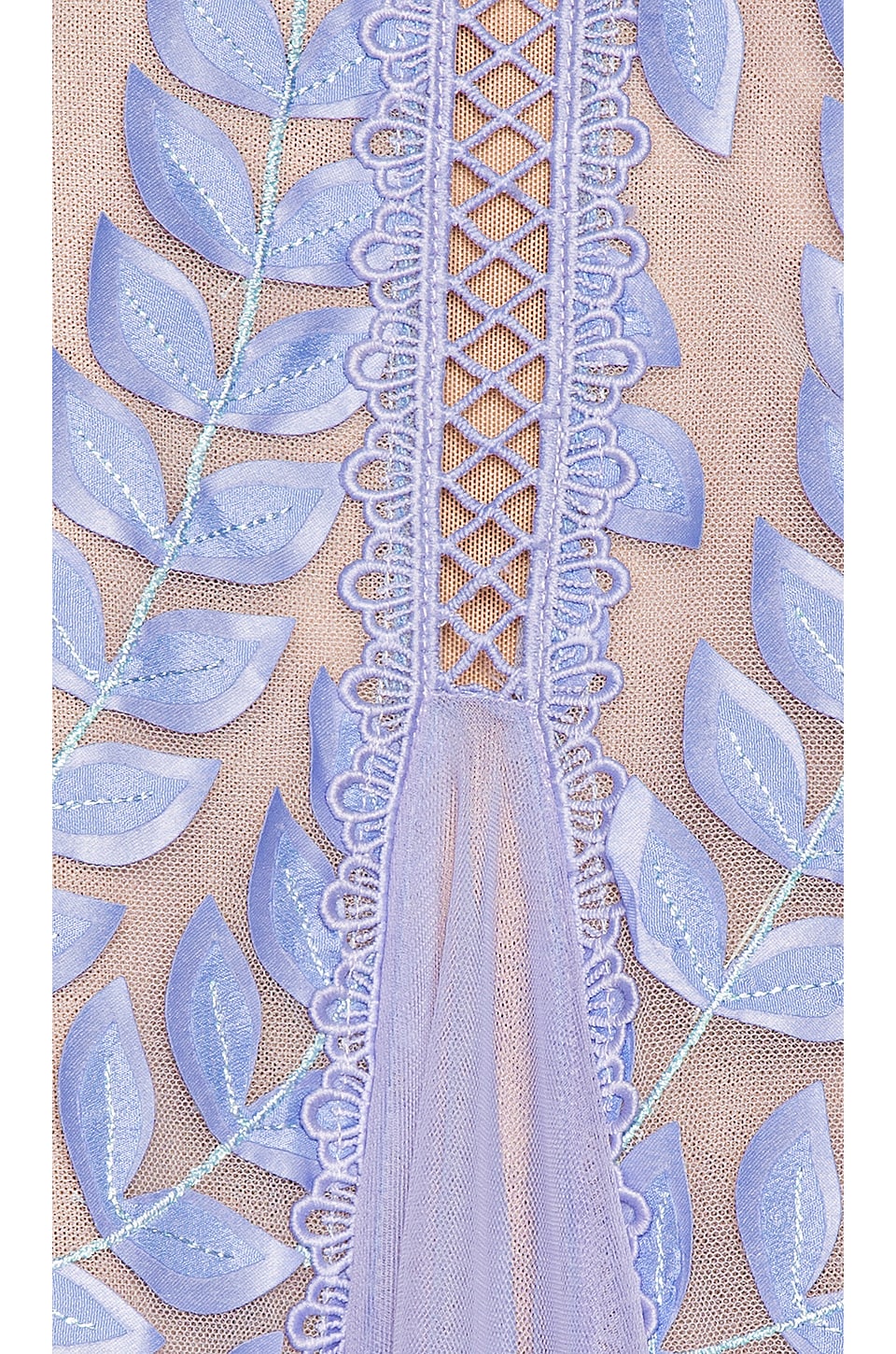 Santa Midi Dress with Tulle Fabric, Floral Applique, Guipure Lace Trim ...