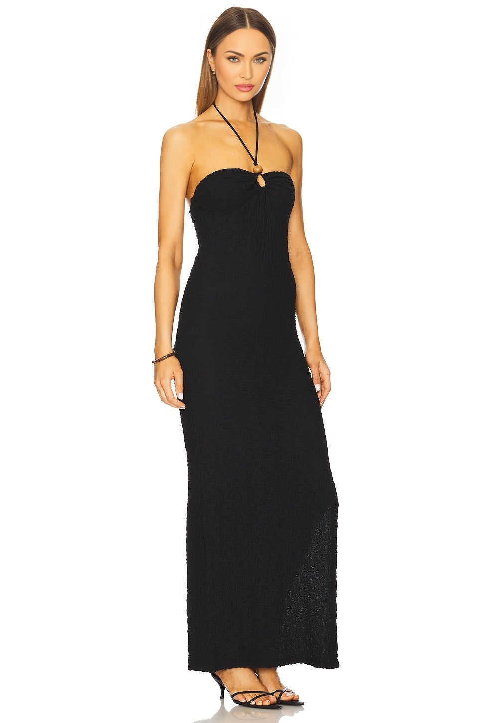 London Maxi Dress - Stretchy Fabric - Front Keyhole - Side Slit ...
