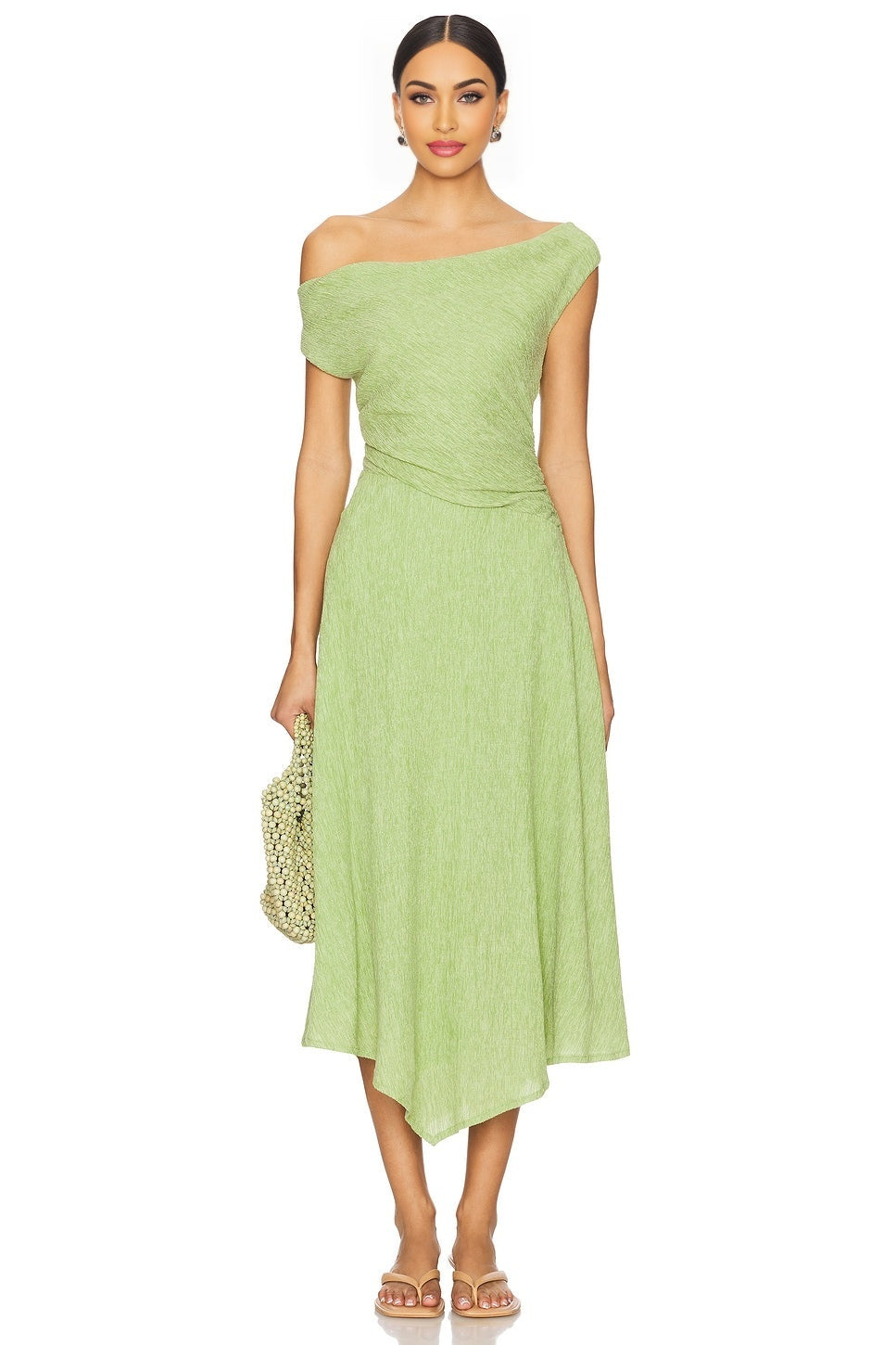 Autumn Midi Dress One Shoulder Styling Side Slit Pull-On Fully Lined ...