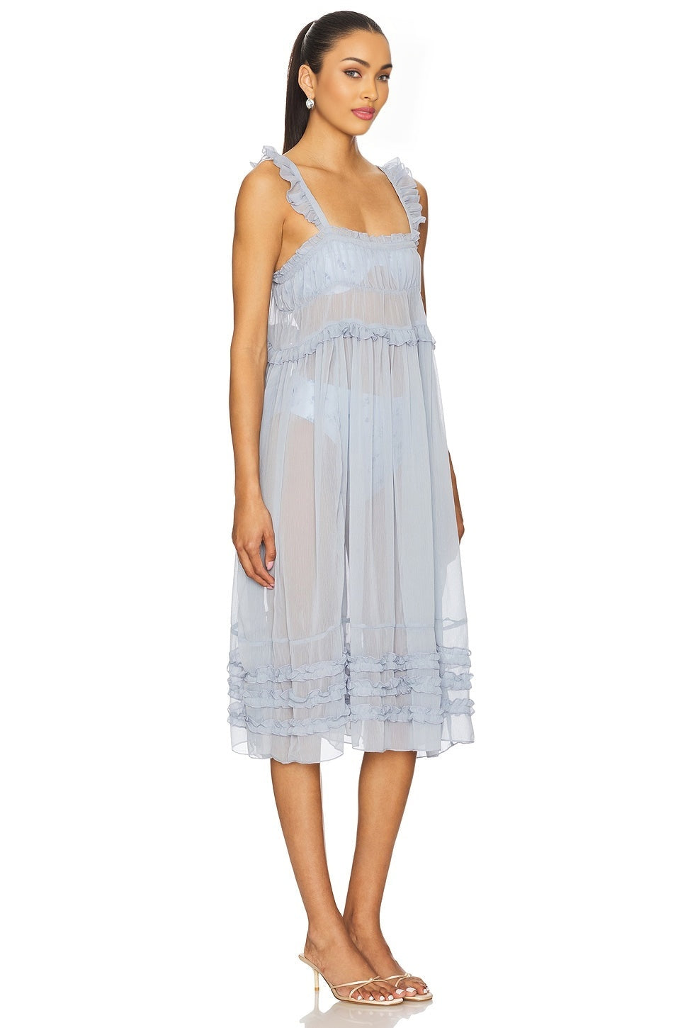 Lexi Midi Dress - Lightweight Sheer Chiffon - Ruffled Detailing ...