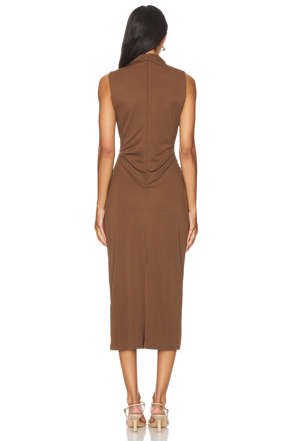 Cheyenne Midi Dress with Ruched Sides, Hidden Zipper, Knit Fabric, Back ...