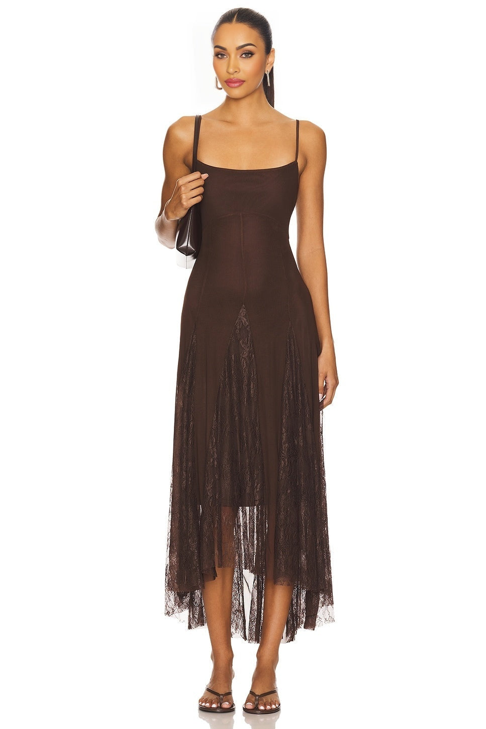 Gemma Midi Dress with Lace Trim, Pull-On Styling, Partially Lined ...