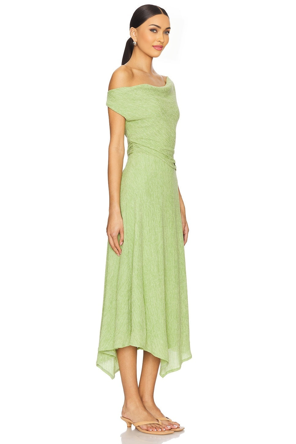 Autumn Midi Dress One Shoulder Styling Side Slit Pull-On Fully Lined ...