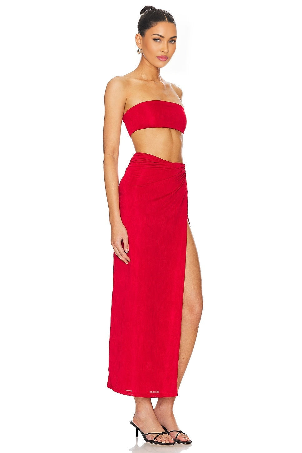 Tiana Midi Dress in Jersey Fabric with Side Slit and Hidden Zipper ...