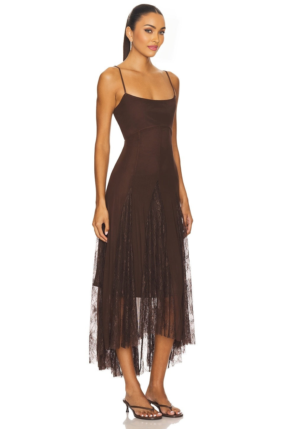 Gemma Midi Dress with Lace Trim, Pull-On Styling, Partially Lined ...