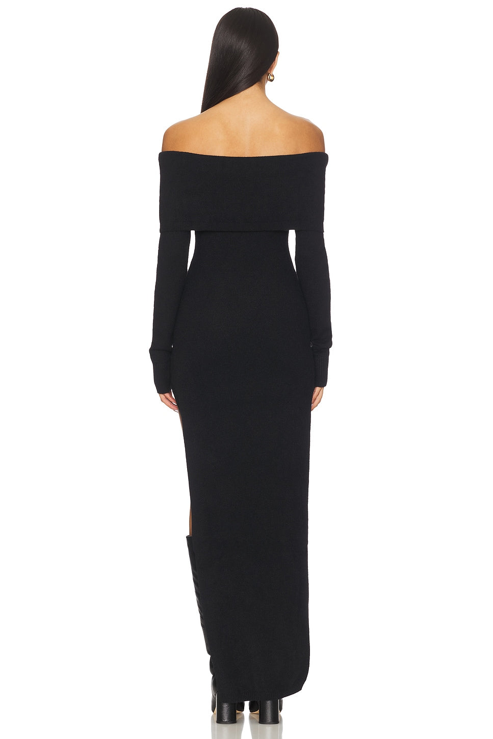 Clementina Off The Shoulder Dress with Thumbholes and Cutout Slit ...