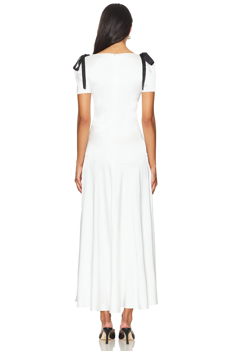 Nicole Maxi Dress in Charmeuse Fabric with Shoulder Bow Accents | Shop ...